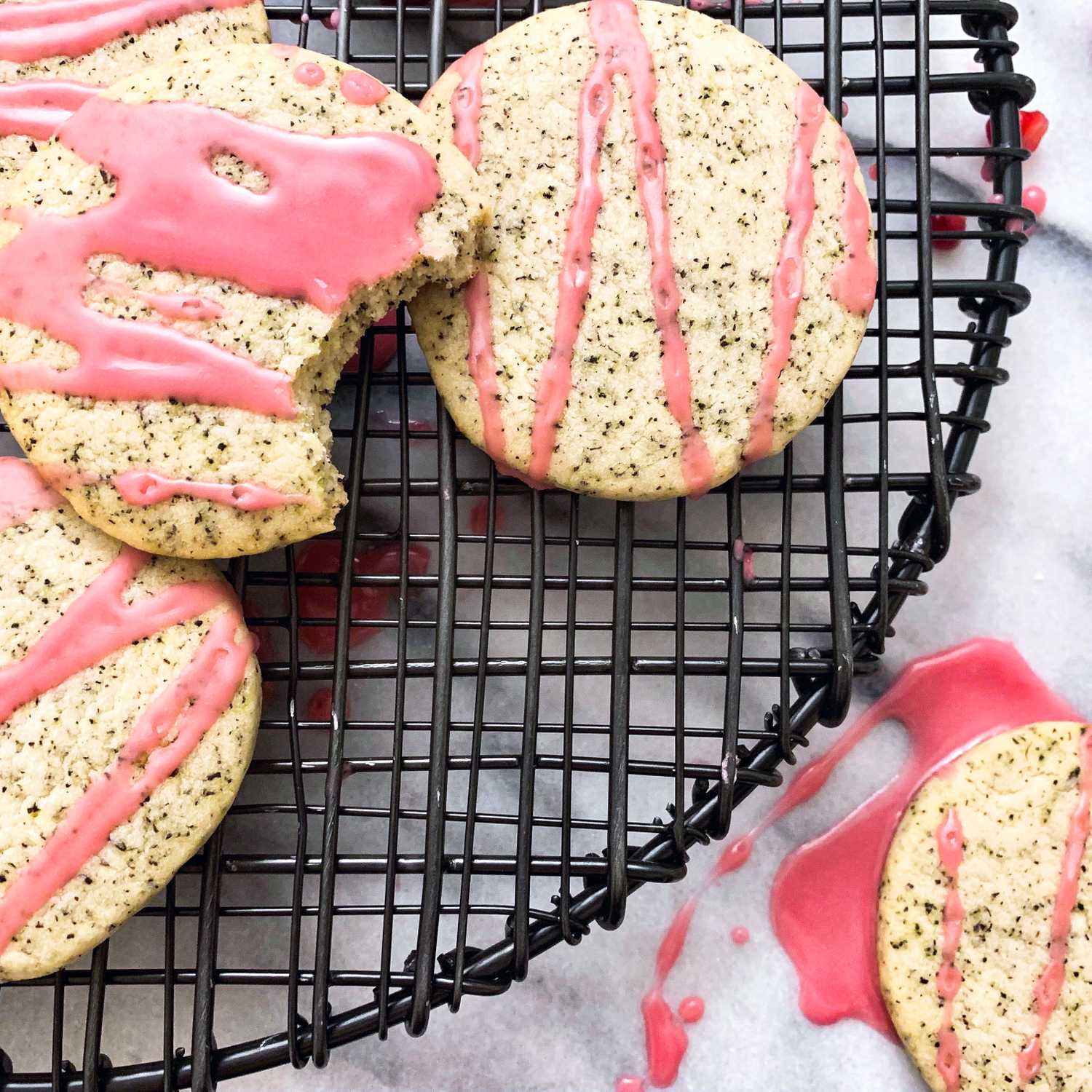 Earl Grey Shortbread Cookies with Pomegranate Glaze